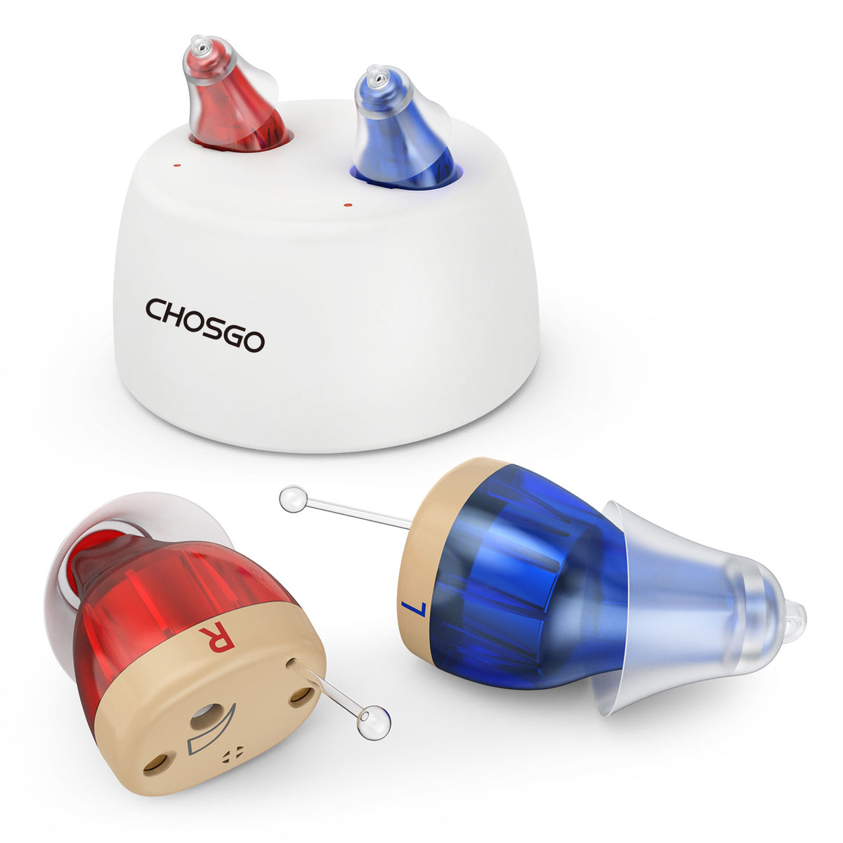 K17R Rechargeable CIC Hearing Aids, blue&red – CHOSGO